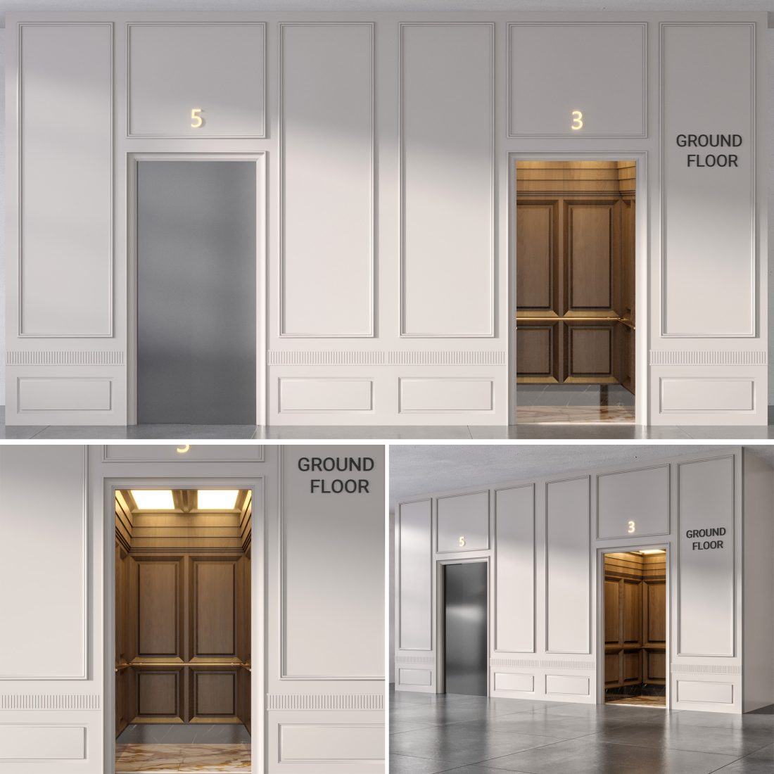 Elevator No12 - 3D Model for VRay, Corona
