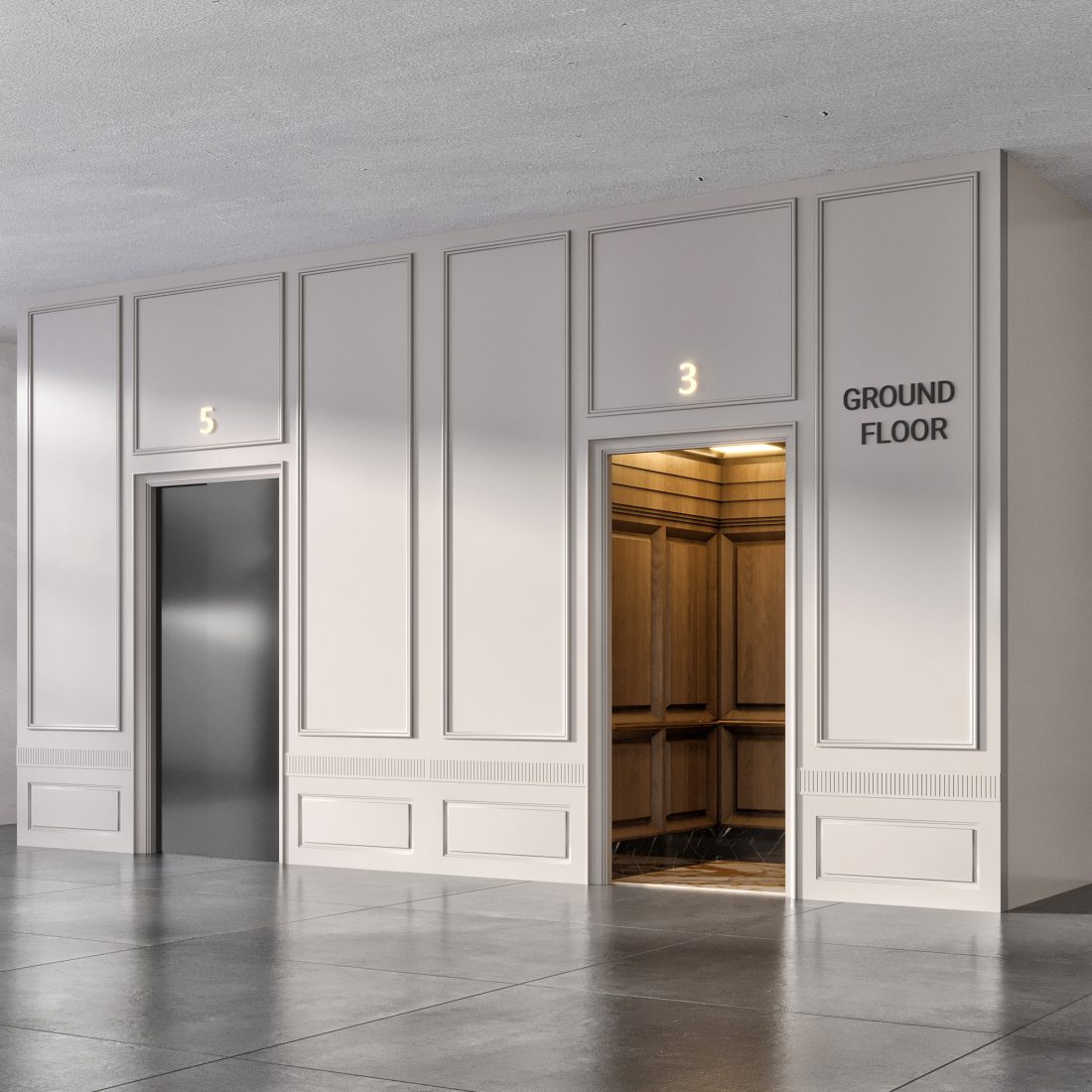 Elevator No12 - 3D Model for VRay, Corona