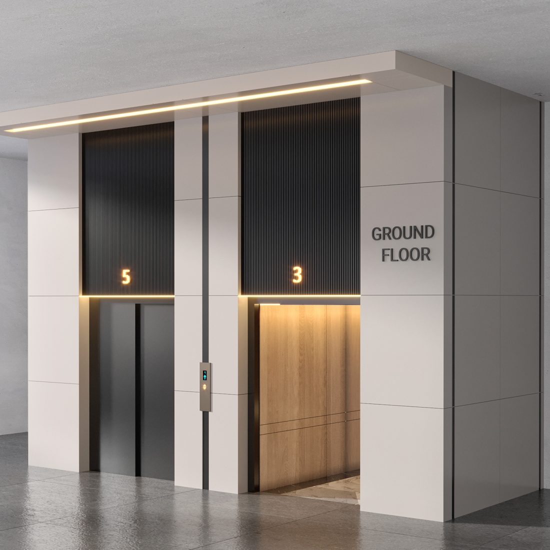 Elevator No11 - 3D Model for VRay, Corona