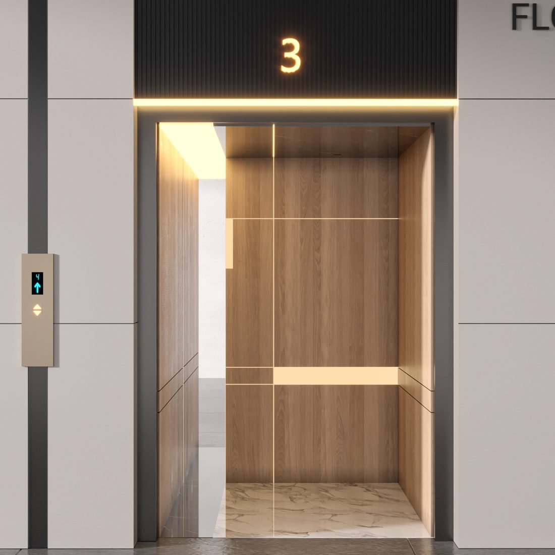 Elevator No11 - 3D Model for VRay, Corona