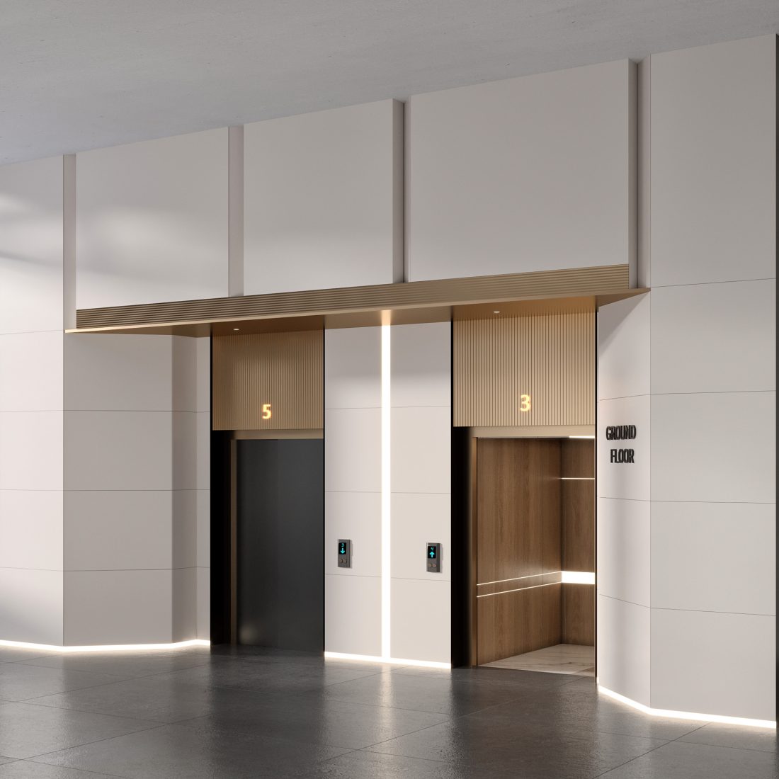 Elevator No14 - 3D Model for VRay, Corona