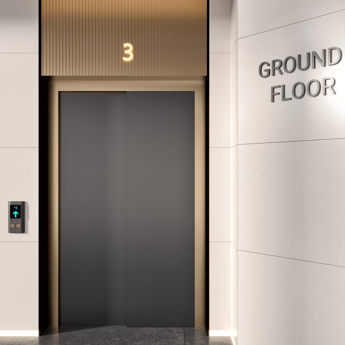 Elevator No14 - 3D Model for VRay, Corona