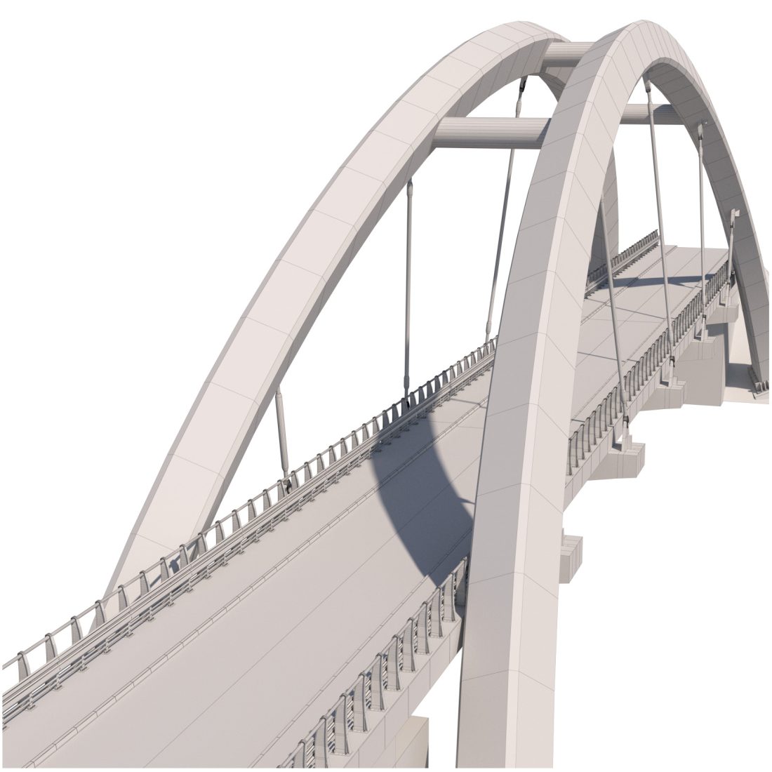 Cable-stayed Suspension Bridge With Arch Structure - 3D Model for VRay ...