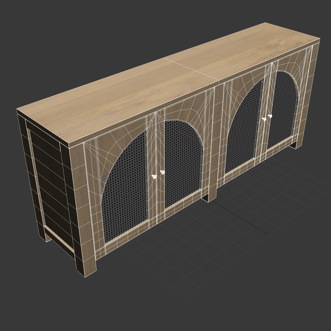 West Elm Cane Arches Sideboard - 3D Model for VRay