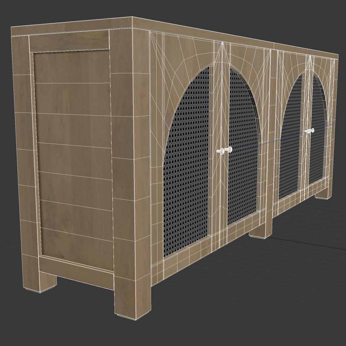 West Elm Cane Arches Sideboard - 3D Model for VRay