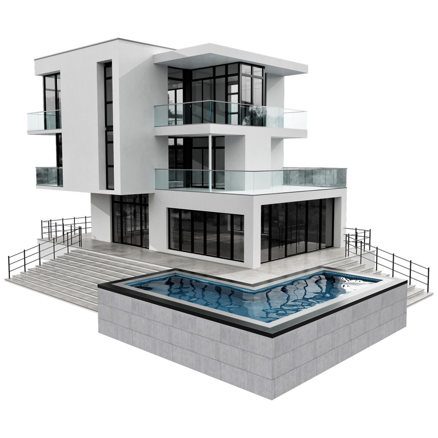 Modern House No28 - 3D Model for VRay, Corona