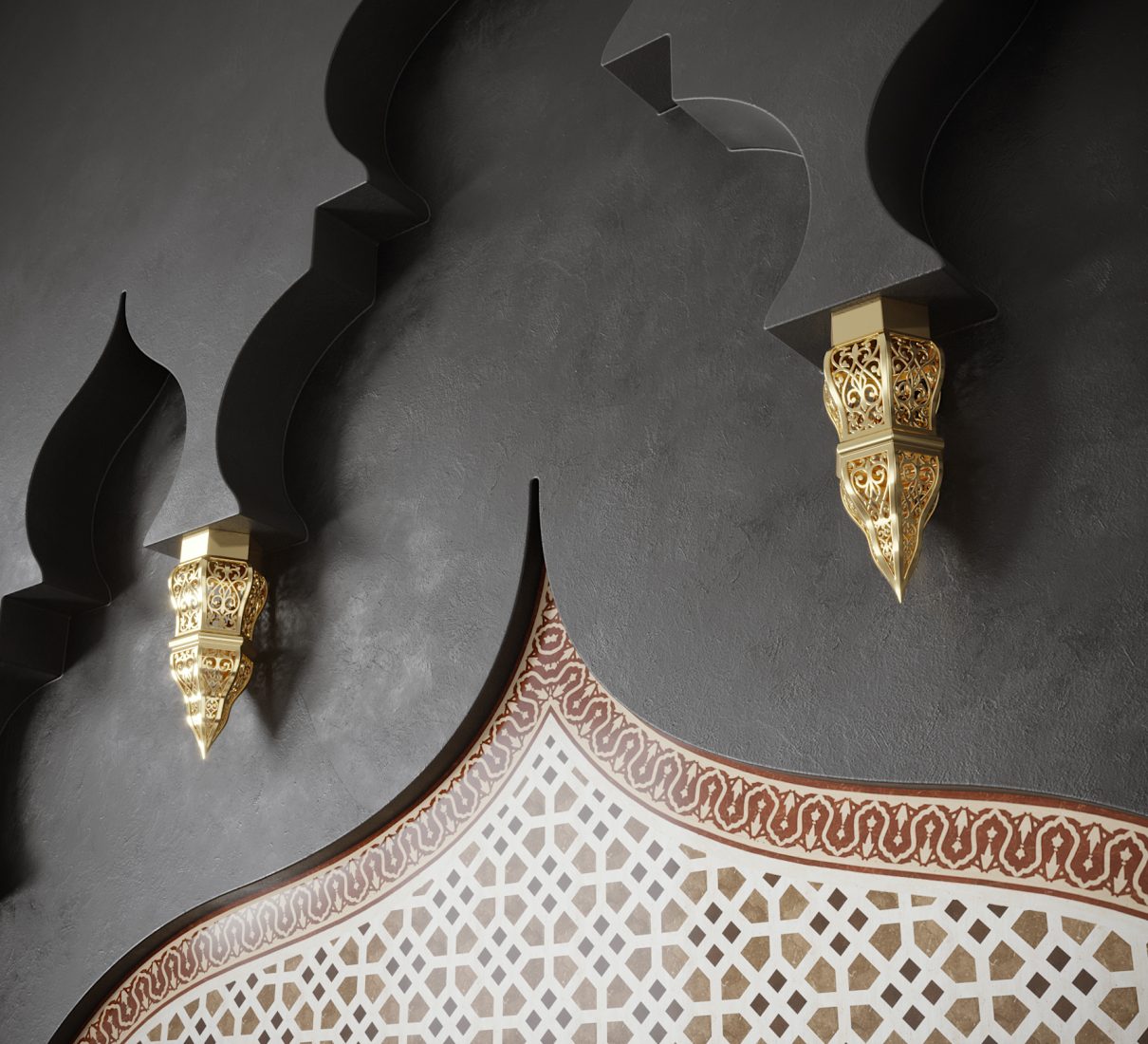 Arabic Fireplace - 3D Model for VRay, Corona