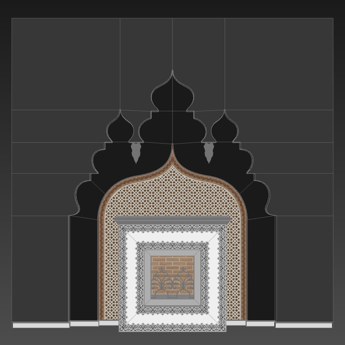 Arabic Fireplace - 3D Model for VRay, Corona