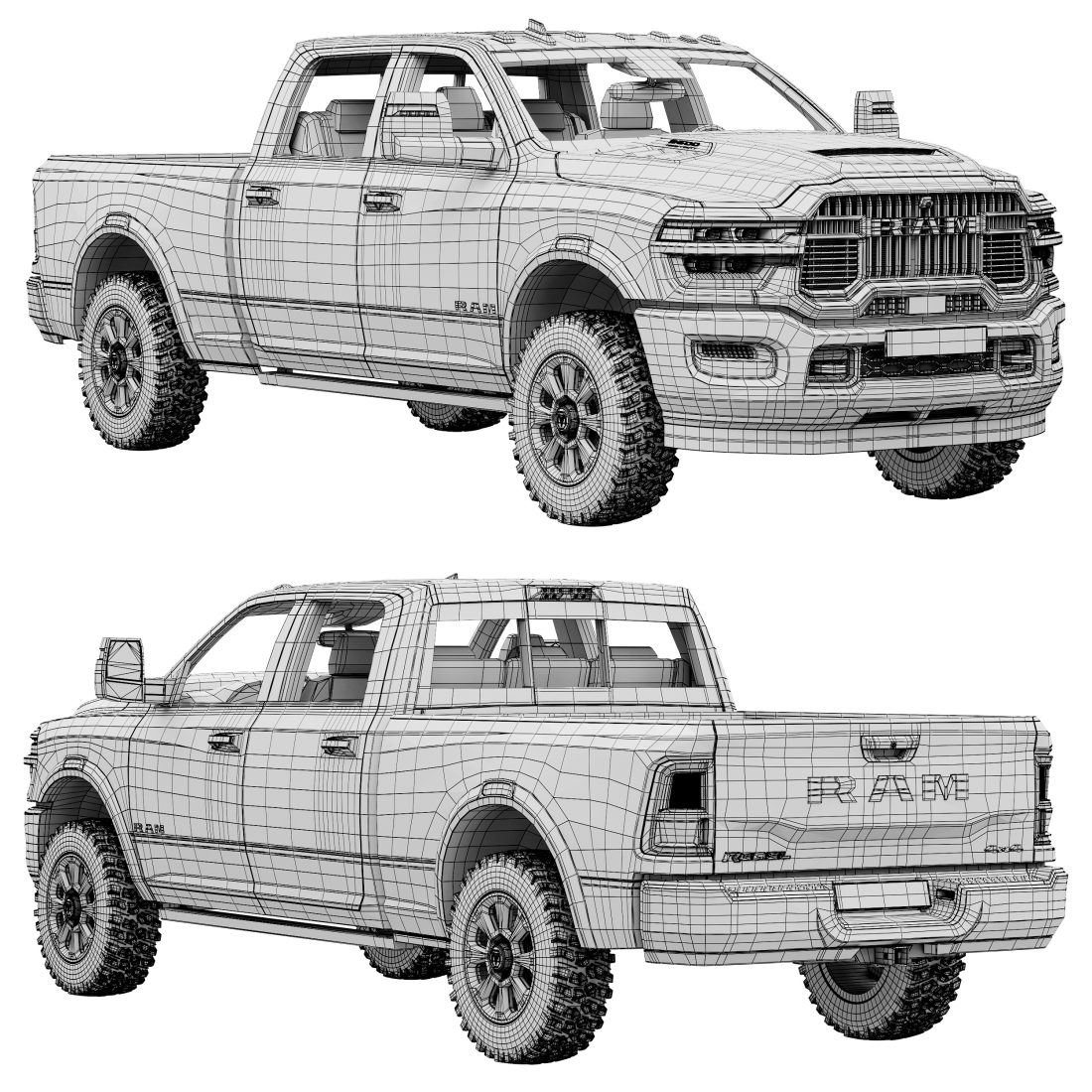 RAM 2500 Heavy Duty Rebel 2025 3D Model for VRay | CGMood