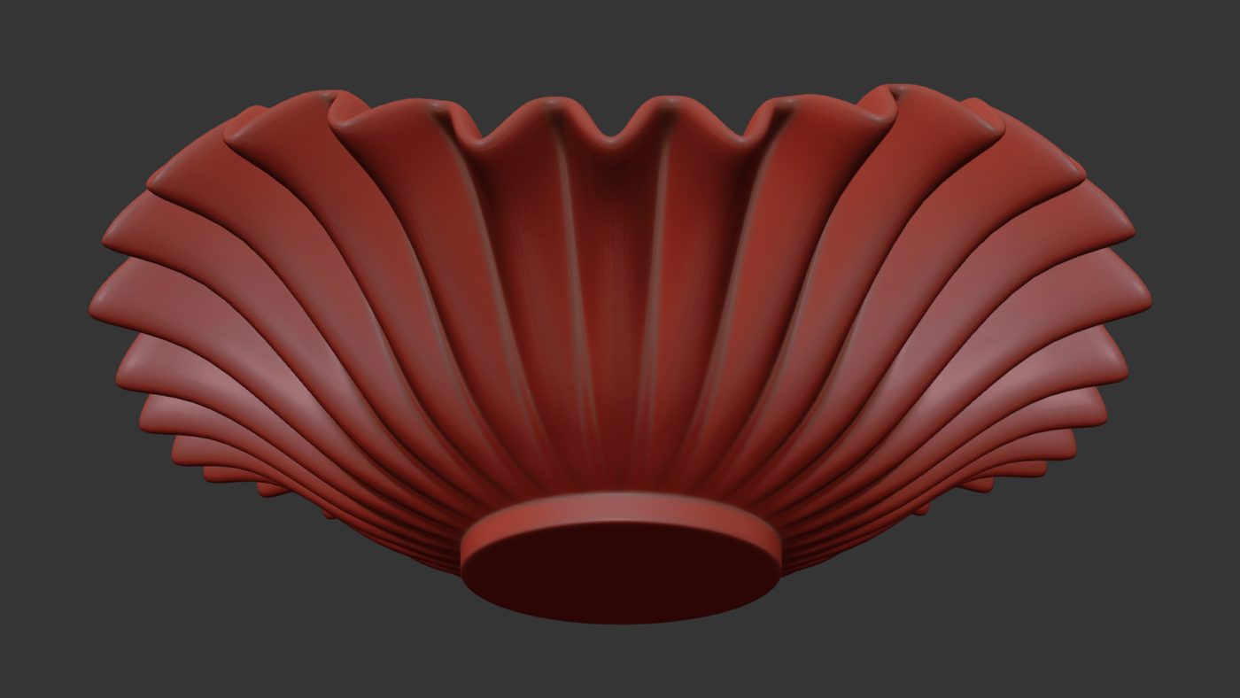 Handcrafted Ceramic Ruffle Bowl - 3D Model for Corona