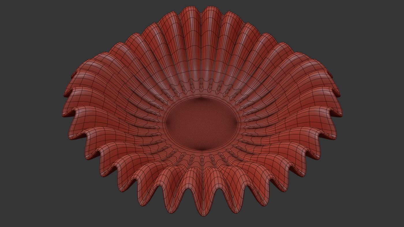 Handcrafted Ceramic Ruffle Bowl - 3D Model for Corona