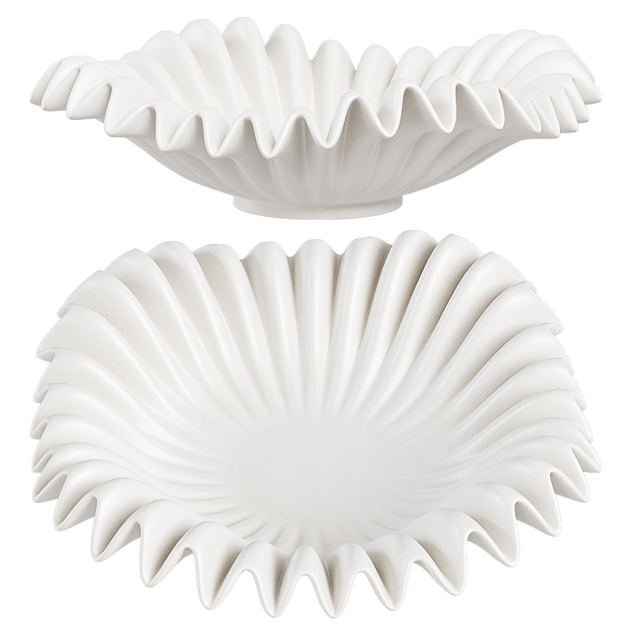 Handcrafted Ceramic Ruffle Bowl - 3D Model for Corona