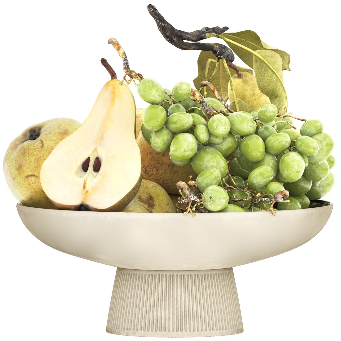 Bowl Of Pears And Grapes Fruits - 3D Model for VRay, Corona