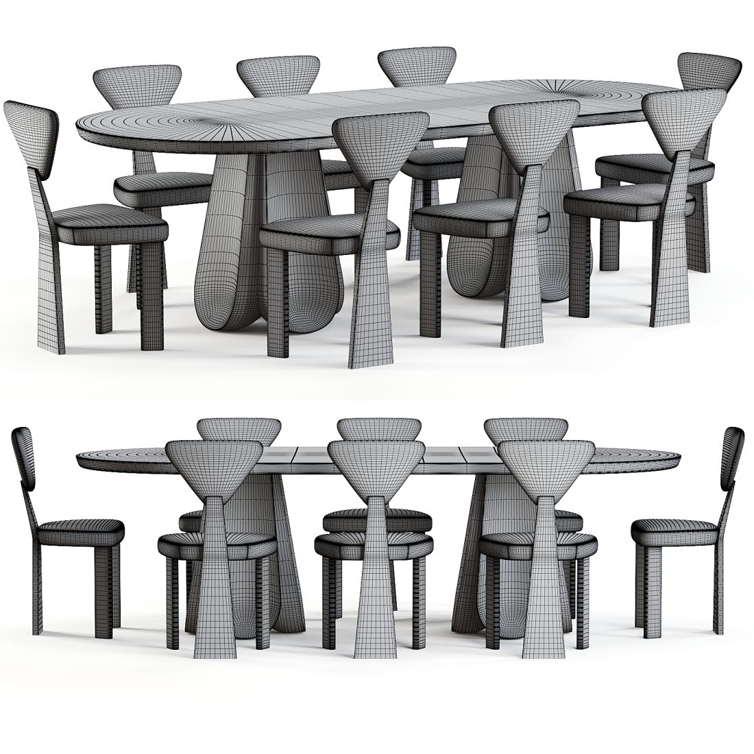 Dress Up Oblong Dining Table - 3D Model for Corona
