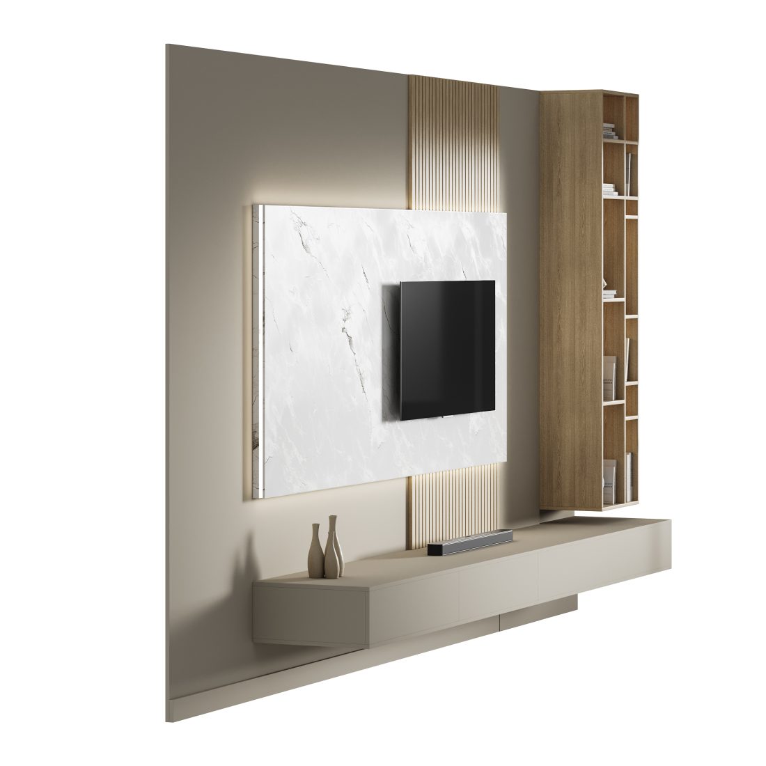 Modern Tv Wall 014 - 3D Model for Corona