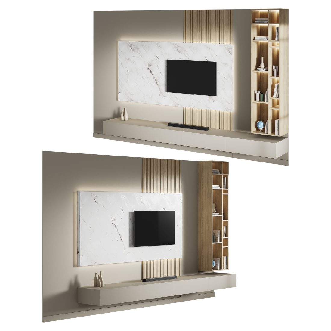 Modern Tv Wall 014 - 3D Model for Corona