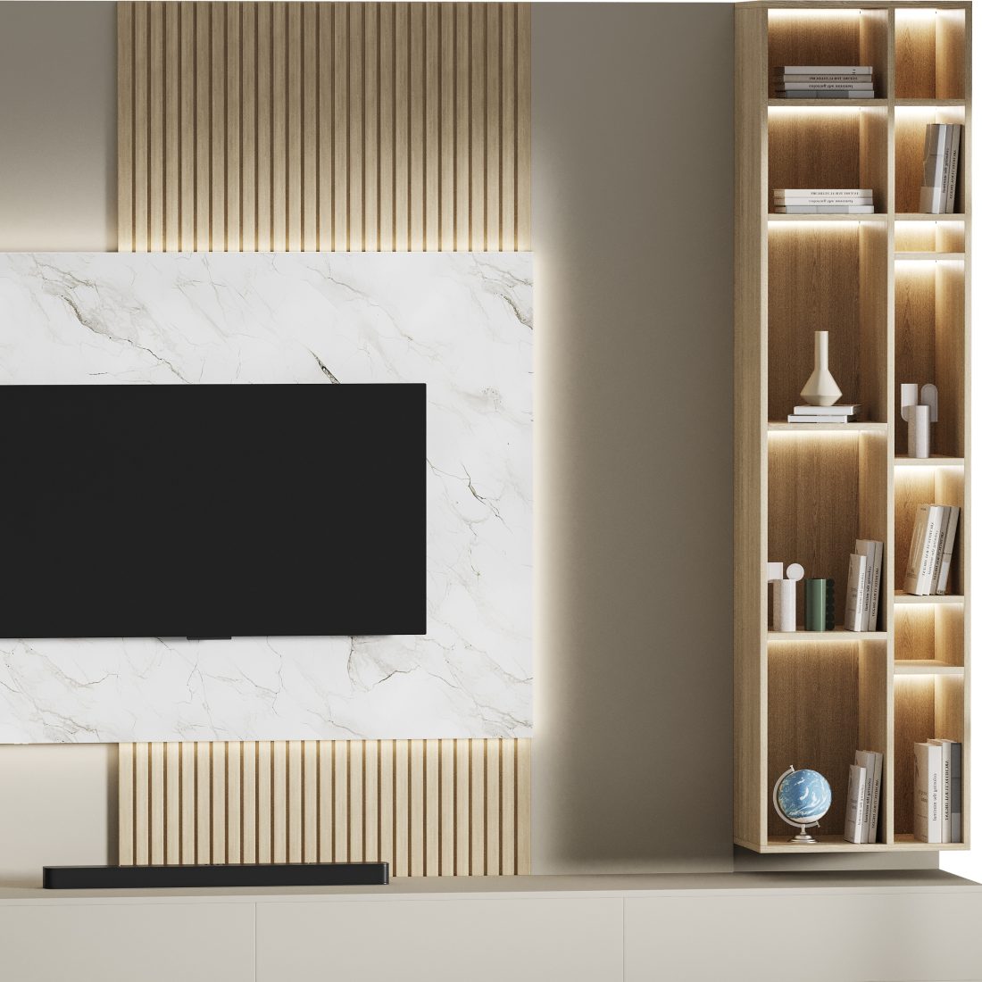 Modern Tv Wall 014 - 3D Model for Corona