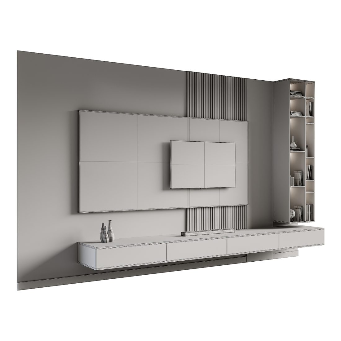 Modern Tv Wall 014 - 3D Model for Corona