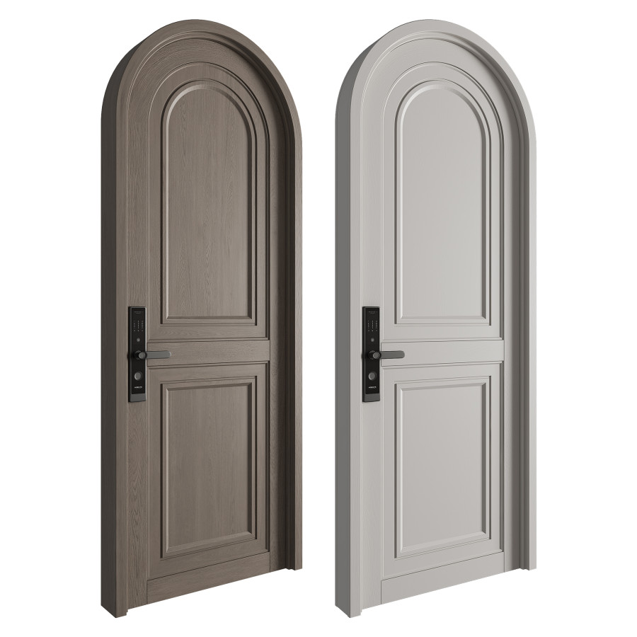 Modern Arched Wooden Door 12 - 3D Model for VRay, Corona