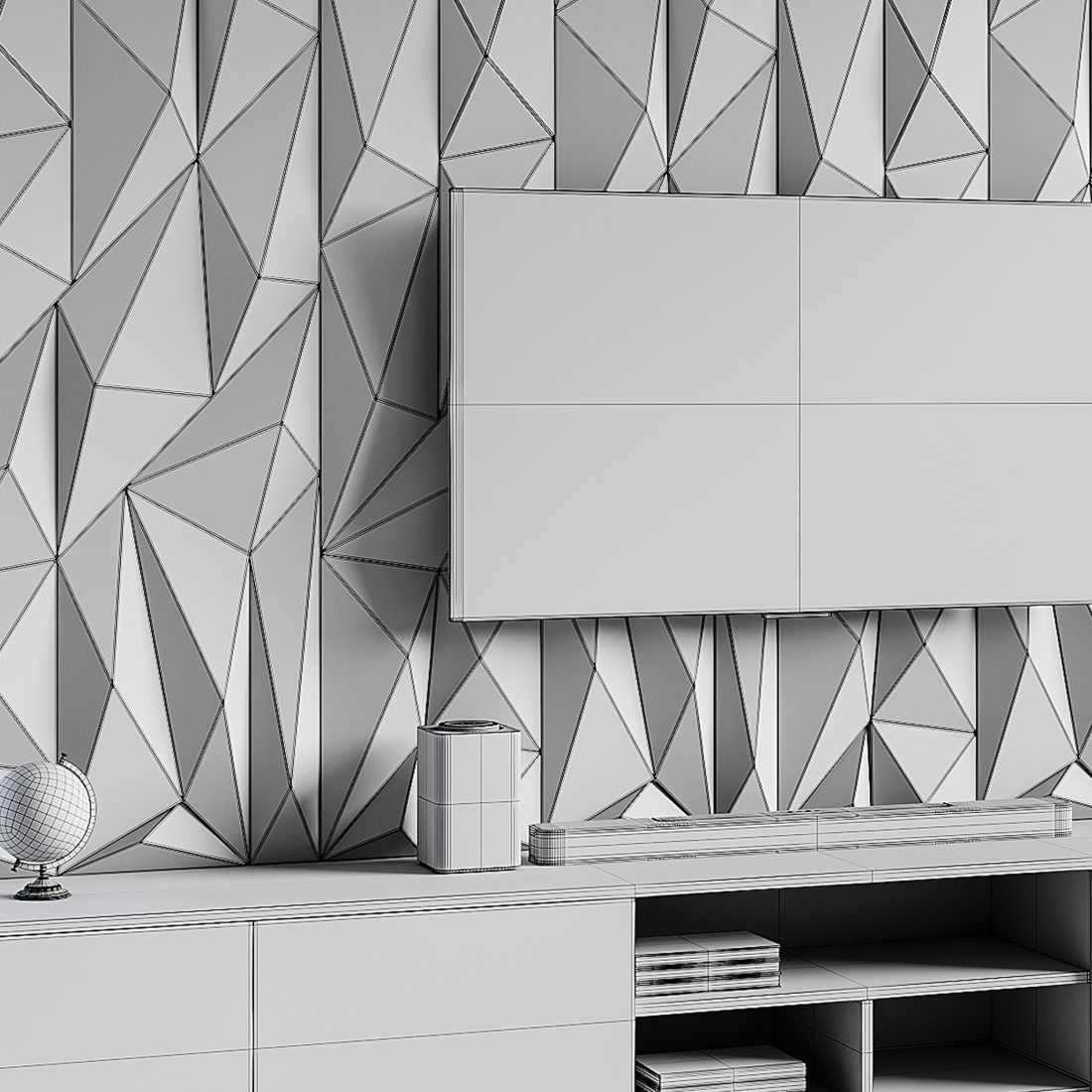 Modern Tv Wall 021 3D Model for Corona | CGMood