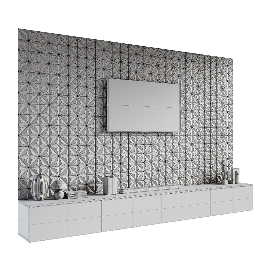 Modern Tv Wall 025 - 3D Model for Corona