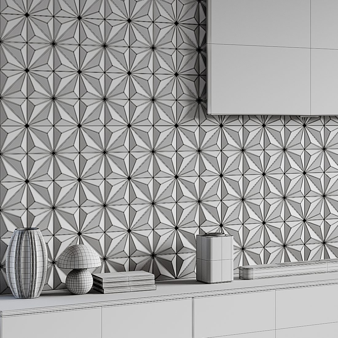 Modern Tv Wall 025 - 3D Model for Corona
