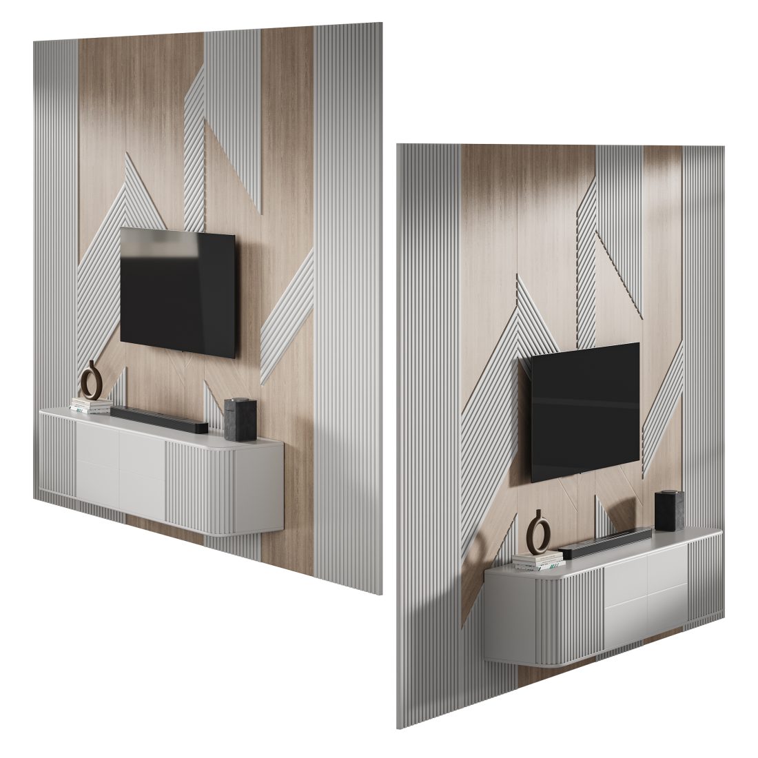 Modern Tv Wall 034 - 3D Model for Corona