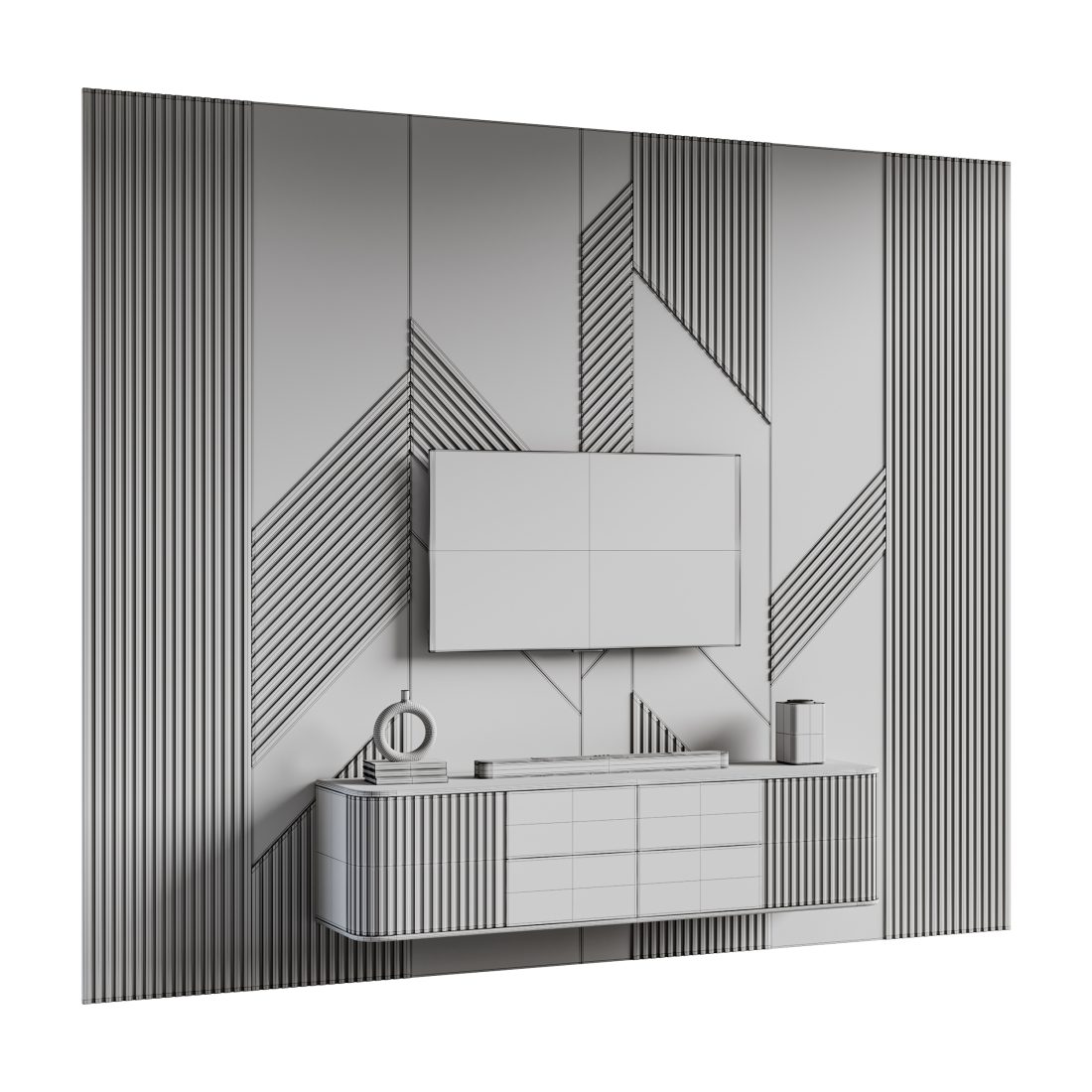 Modern Tv Wall 034 - 3D Model for Corona