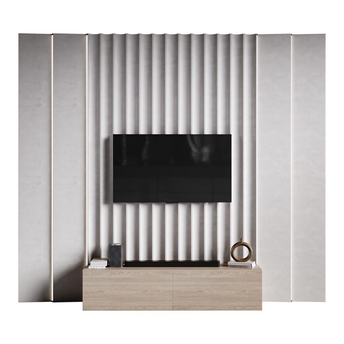 Modern Tv Wall 036 - 3D Model for Corona
