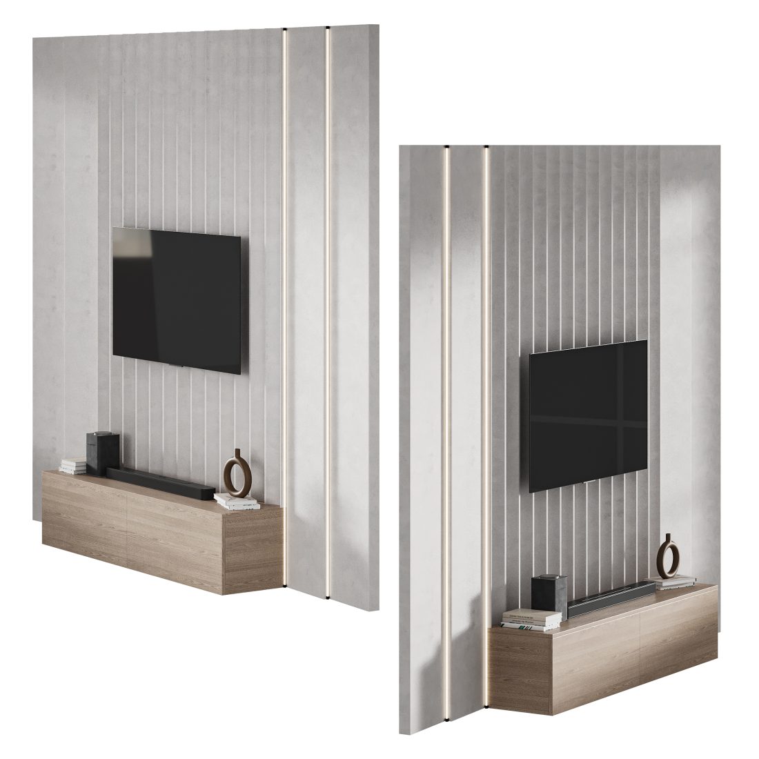 Modern Tv Wall 036 - 3D Model for Corona