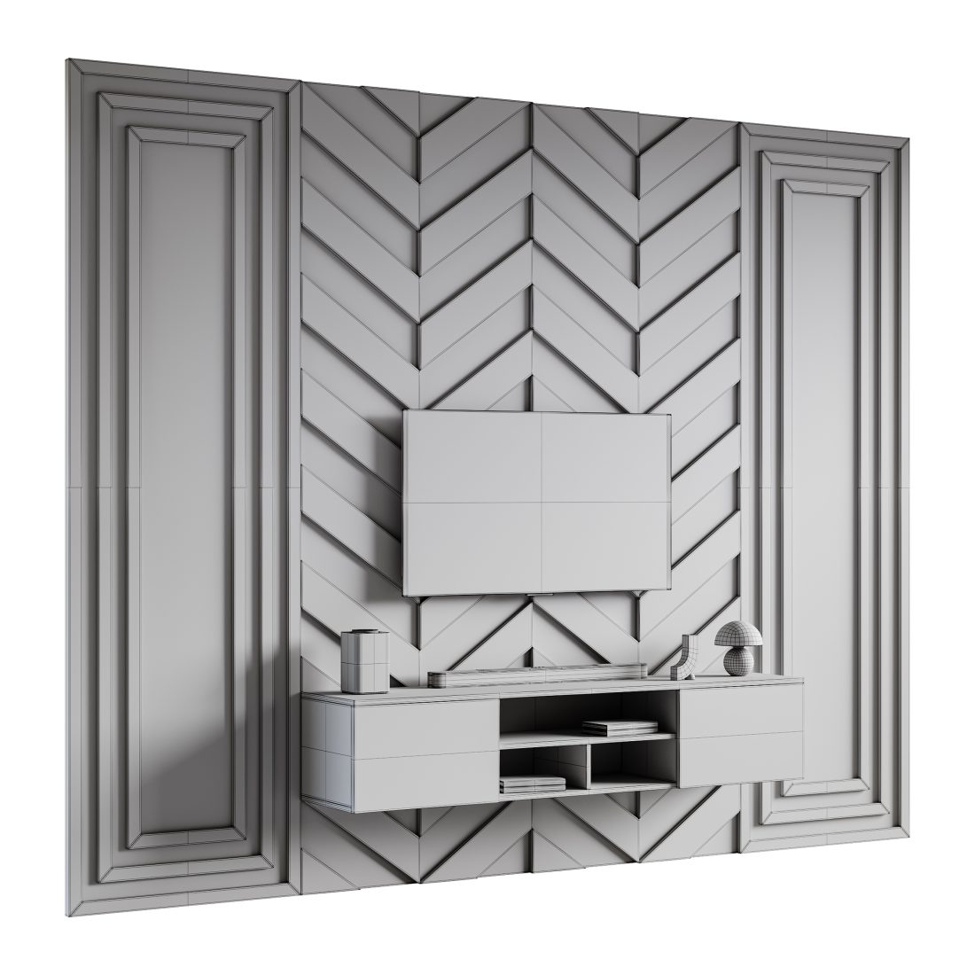 Modern Tv Wall 038 3D Model for Corona | CGMood