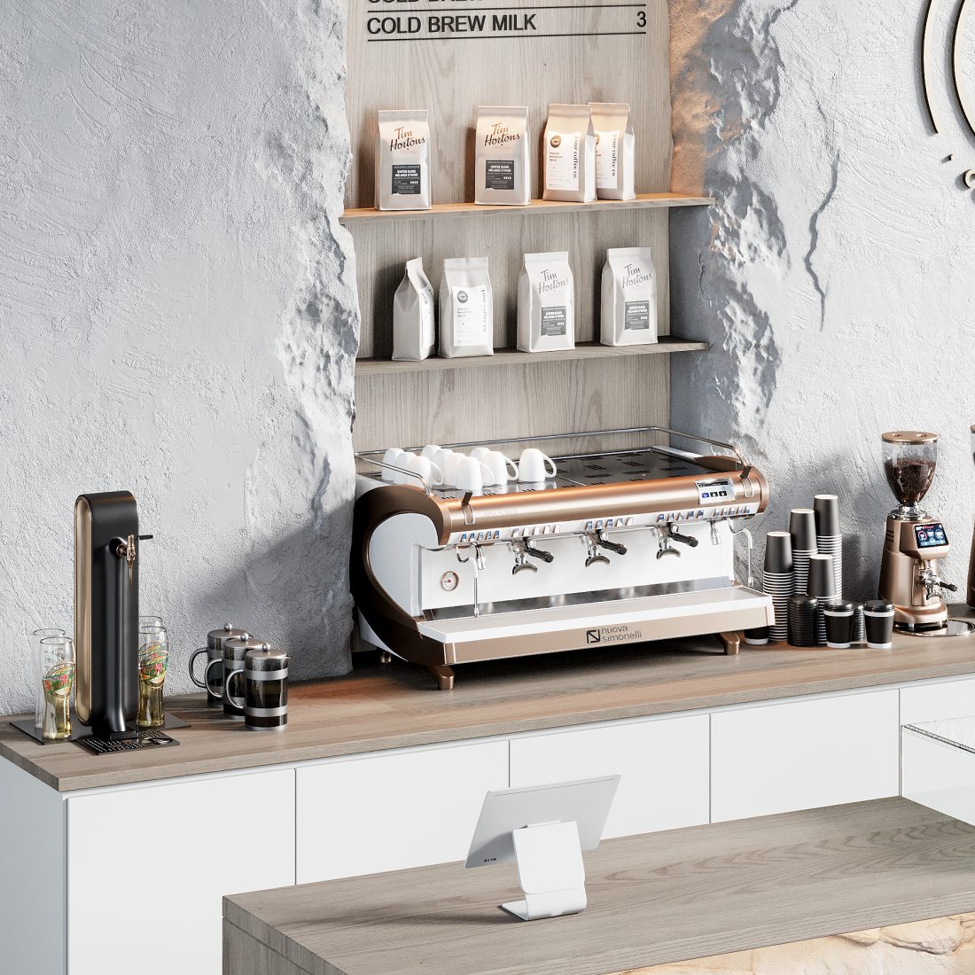 Coffee Bar 11 - 3D Model for VRay, Corona