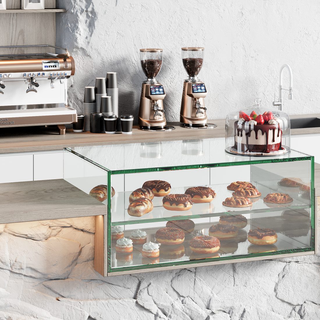 Coffee Bar 11 - 3D Model for VRay, Corona