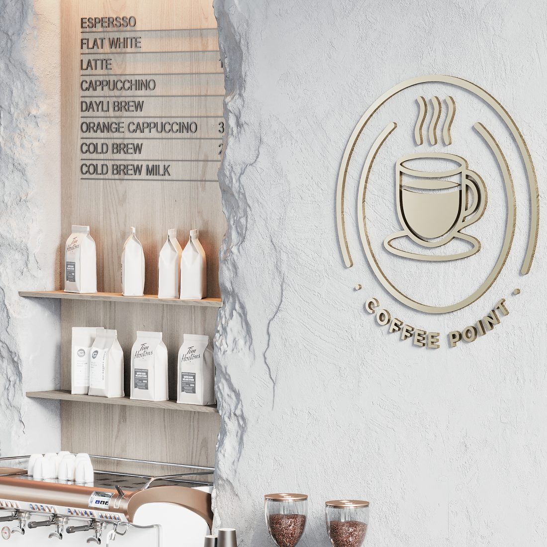 Coffee Bar 11 - 3D Model for VRay, Corona