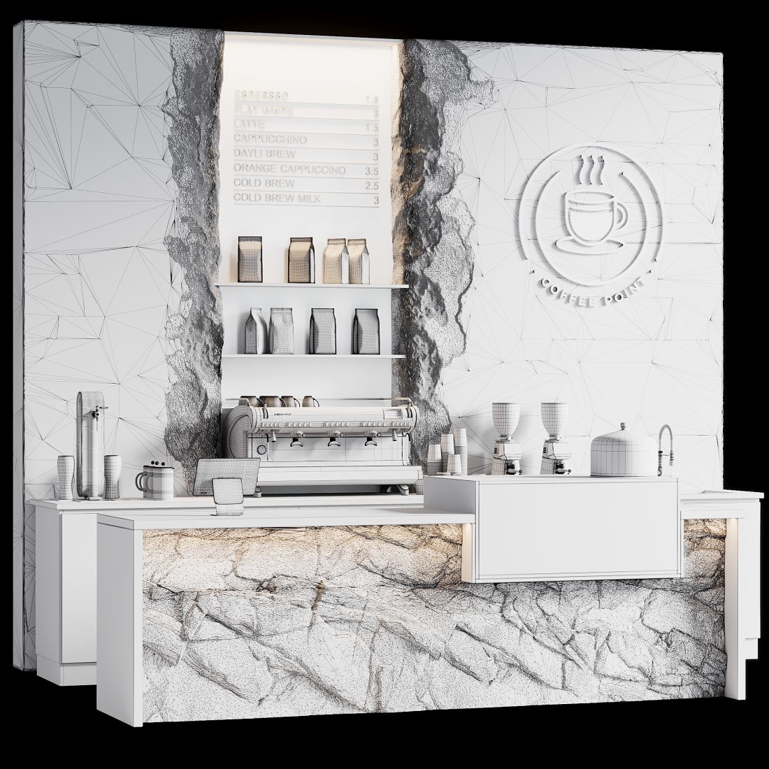 Coffee Bar 11 - 3D Model for VRay, Corona