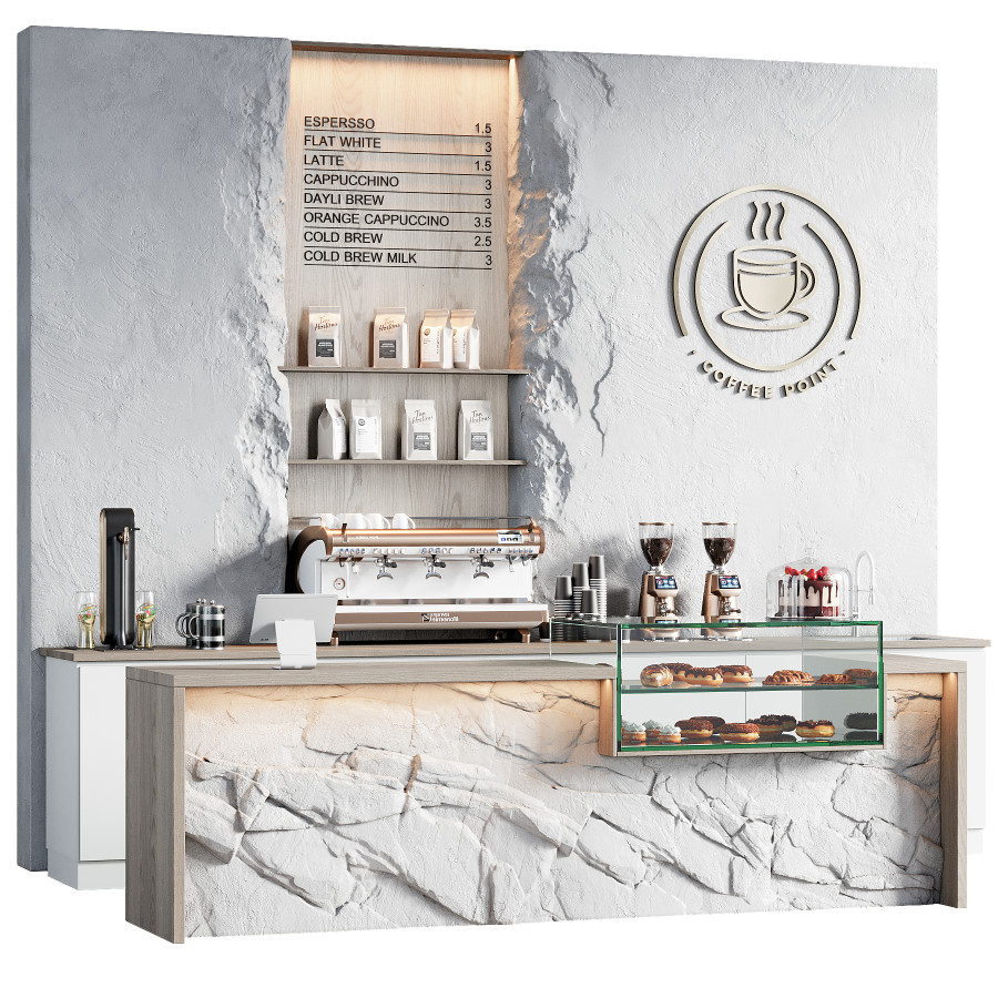 Coffee Bar 11 - 3D Model for VRay, Corona
