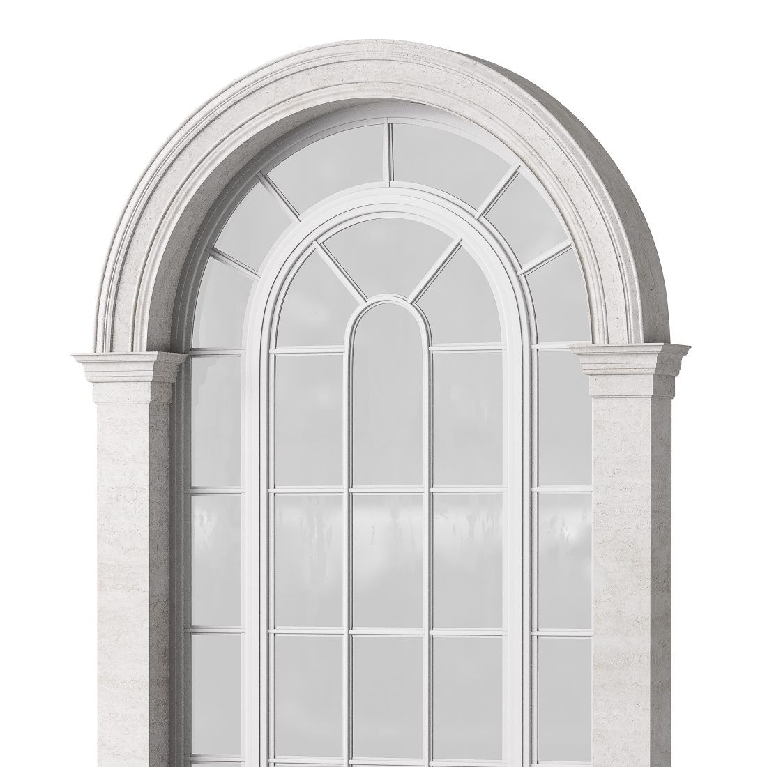 Classical Arched Window Balcony With Marble Balust 3D Model for VRay ...