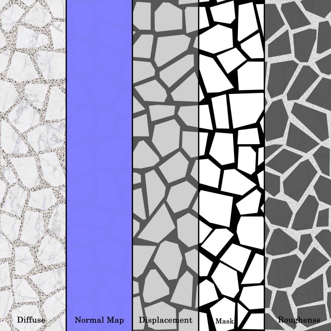 Particle Mosaic Terrazzo Decorative Panel Seamless - 3D Model for VRay