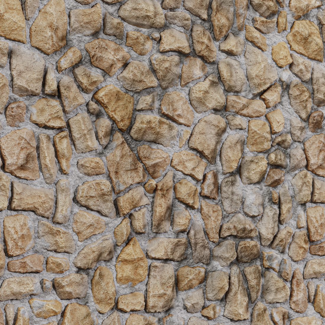 Stone Wall 12 (seamless) - 3D Model for VRay