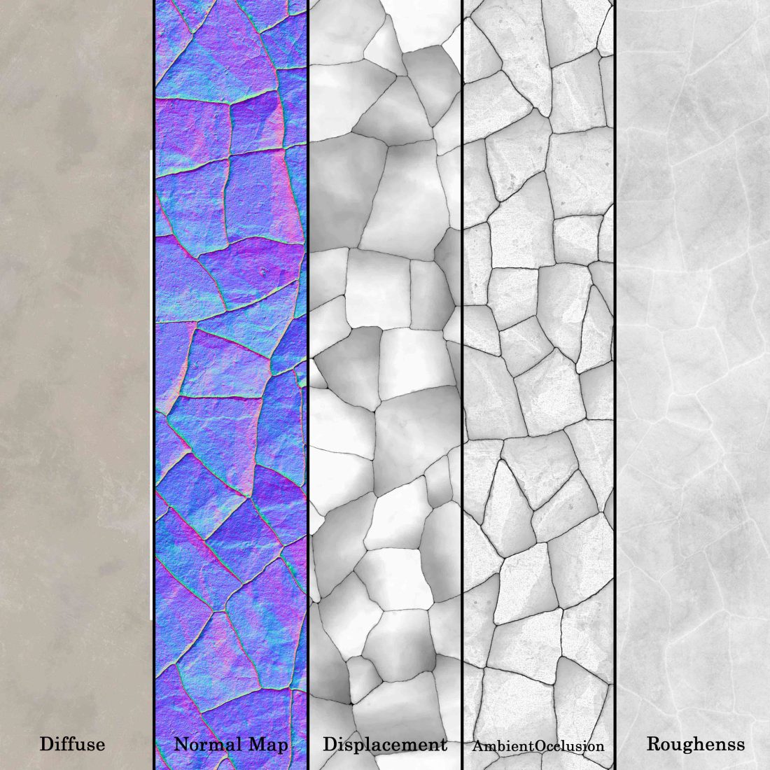 Stone Wall 13 (seamless) - 3D Model for VRay