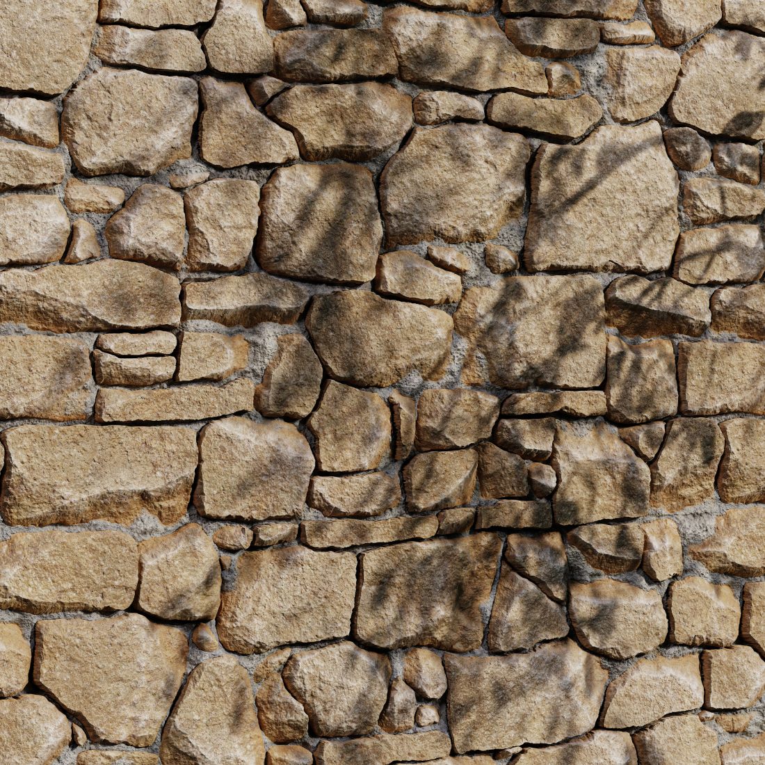 Stone Wall 16 (seamless) - 3D Model for VRay
