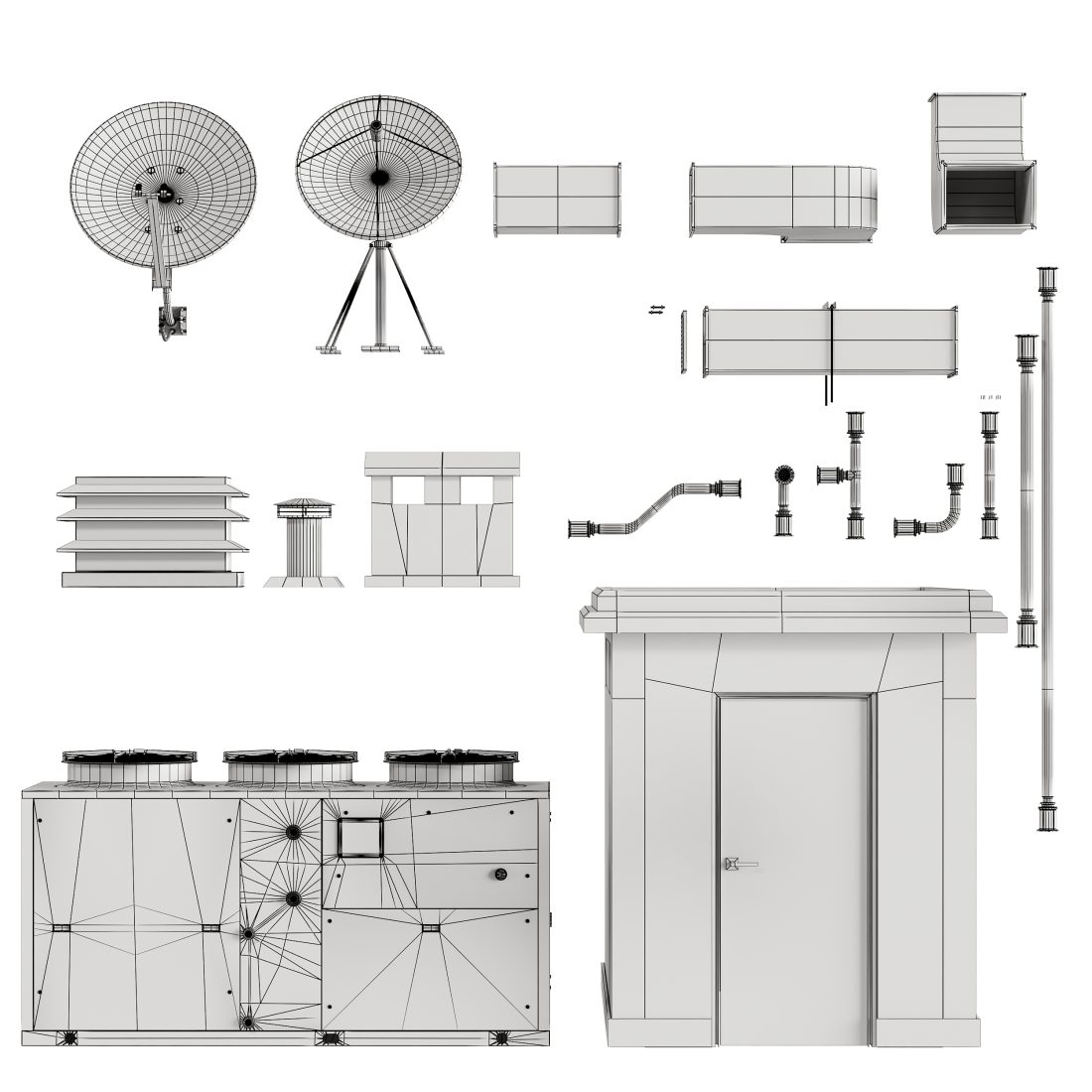 Rooftop Props Set 3D Model for VRay, Corona | CGMood