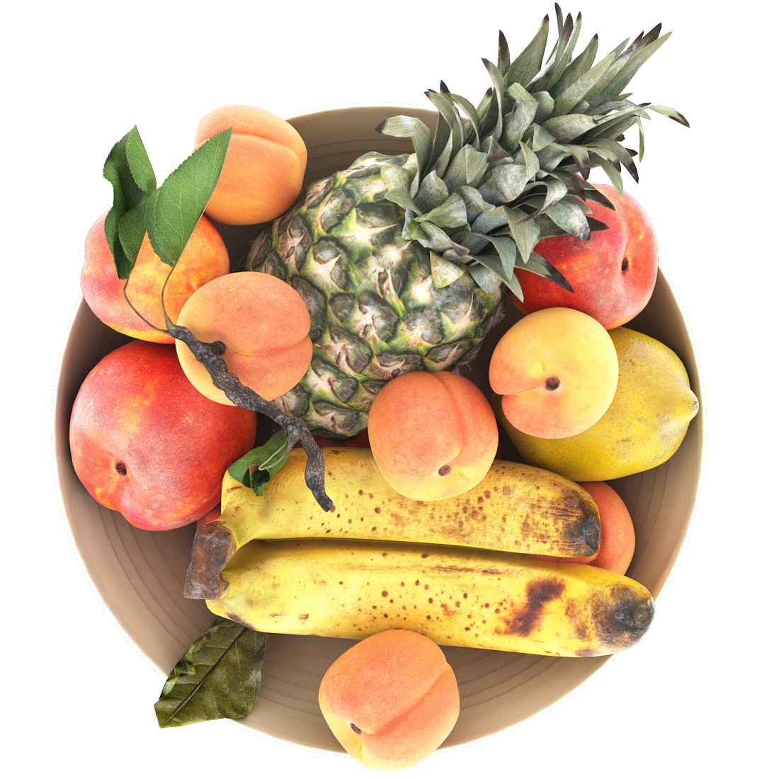 Bowl Of Tropical Fruits 08 - 3D Model for VRay, Corona