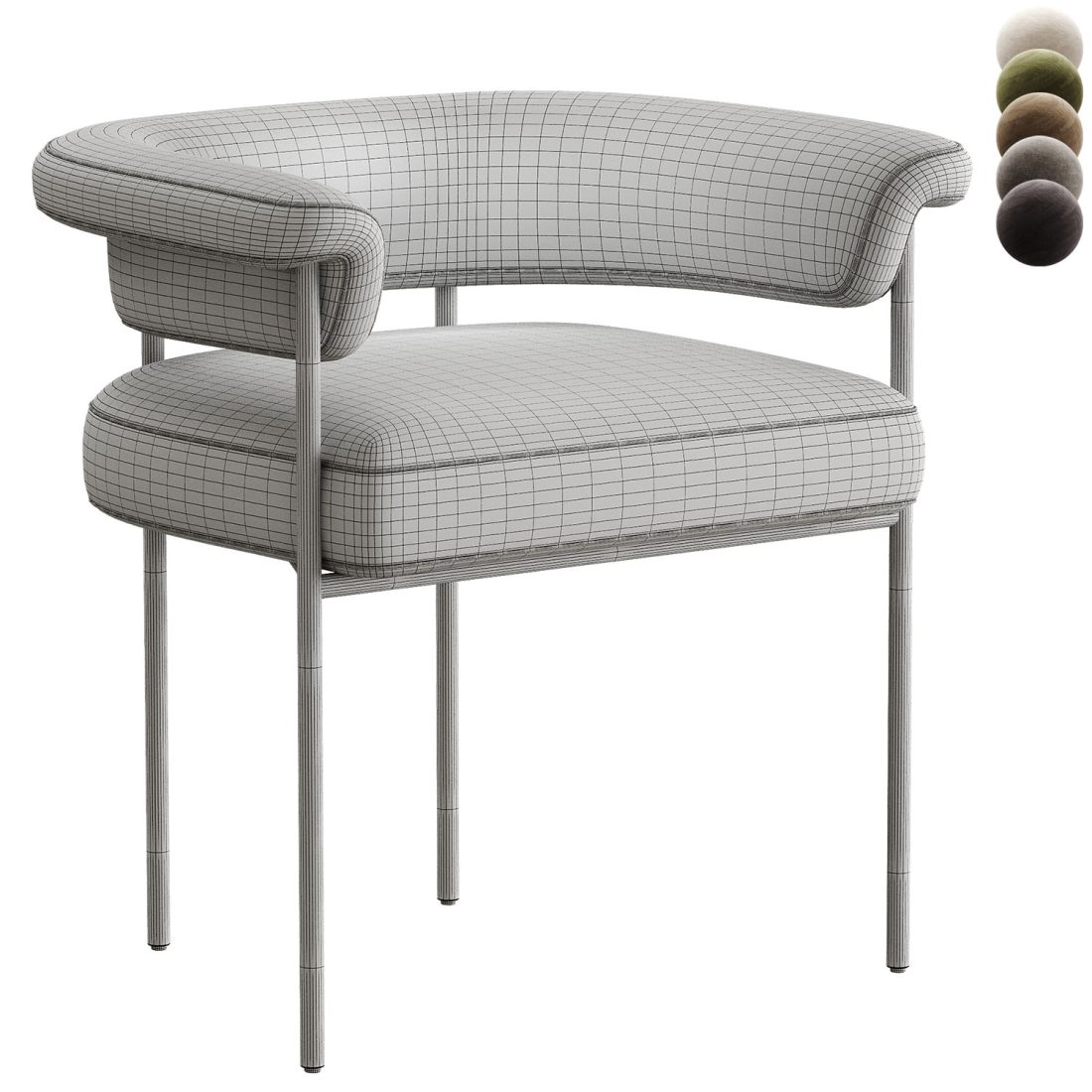 Penelope Industrial Off White Upholstered Black Ir 3D Model for Corona ...