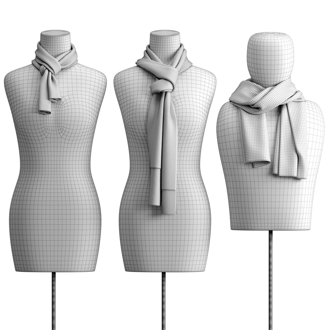 Body With Shawl 4 With 3 Options - 3D Model for VRay, Corona