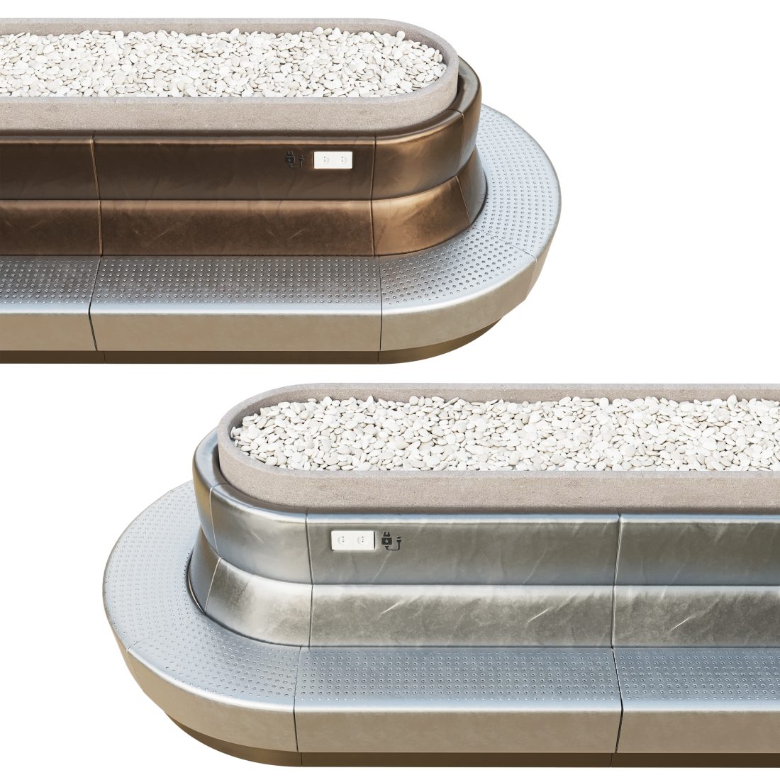 Public Metal Seating - 3D Model for Corona