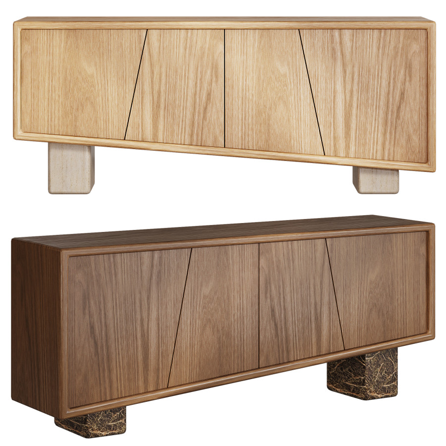 Tundra Wood Chest Of Drawers With Travertine Legs 3D Model for Corona ...