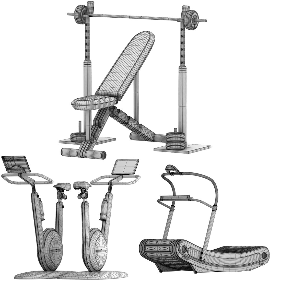Pent Luxury Fitness Equipment Set 3D Model for VRay, Corona | CGMood