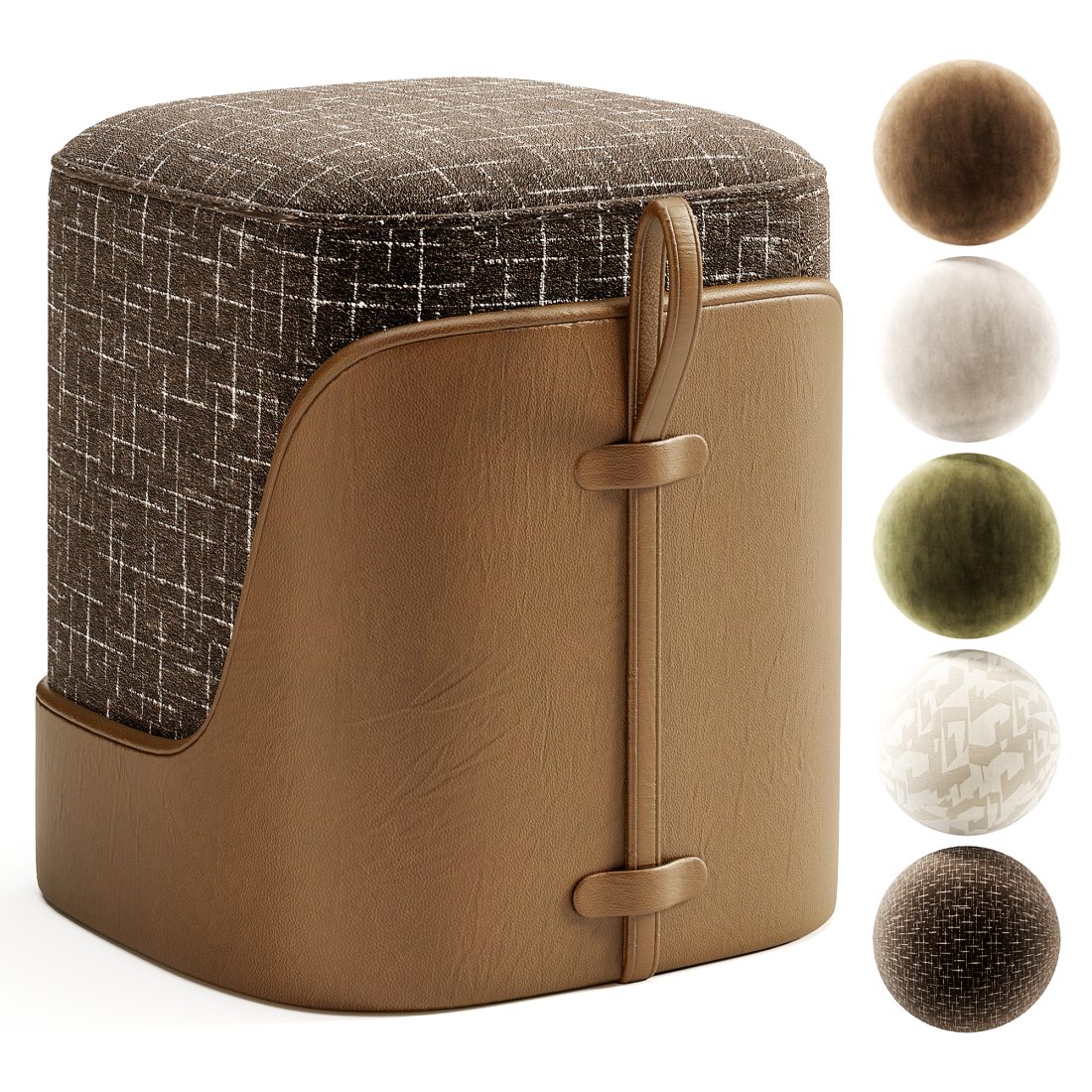 Nomad Fabric Pu Pouf Mll A47 Grey - 3D Model for VRay, Corona