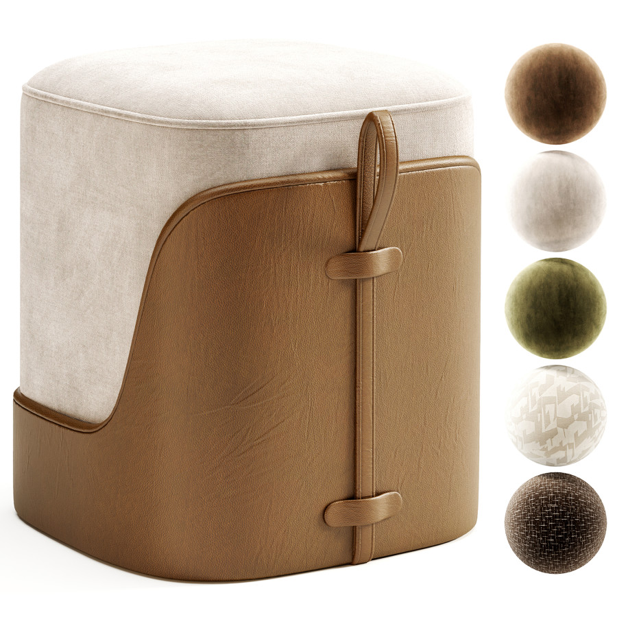 Nomad Fabric Pu Pouf Mll A47 Grey - 3D Model for VRay, Corona
